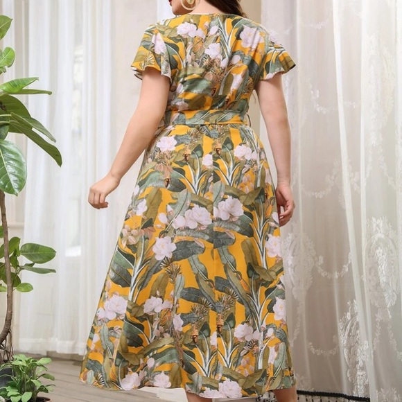 Dresses Plus Size Floral Print Belted Maxi Dress Poshmark